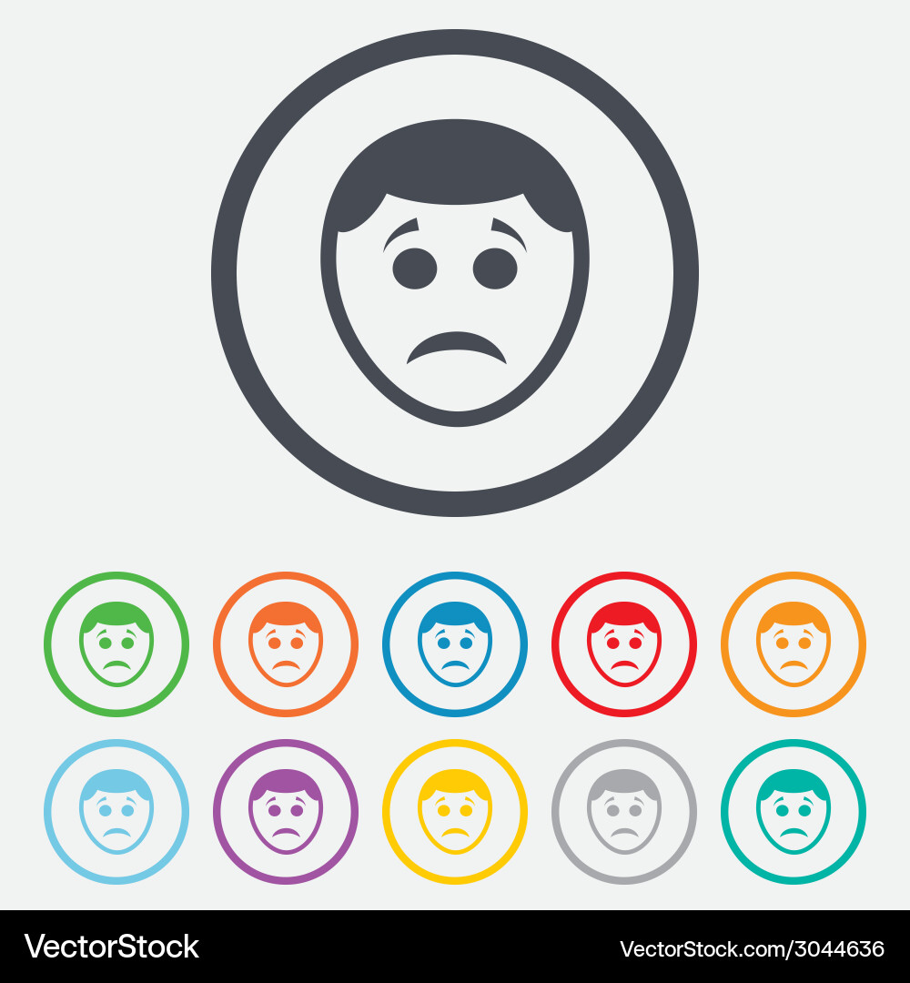 Sad face sign icon sadness symbol Royalty Free Vector Image