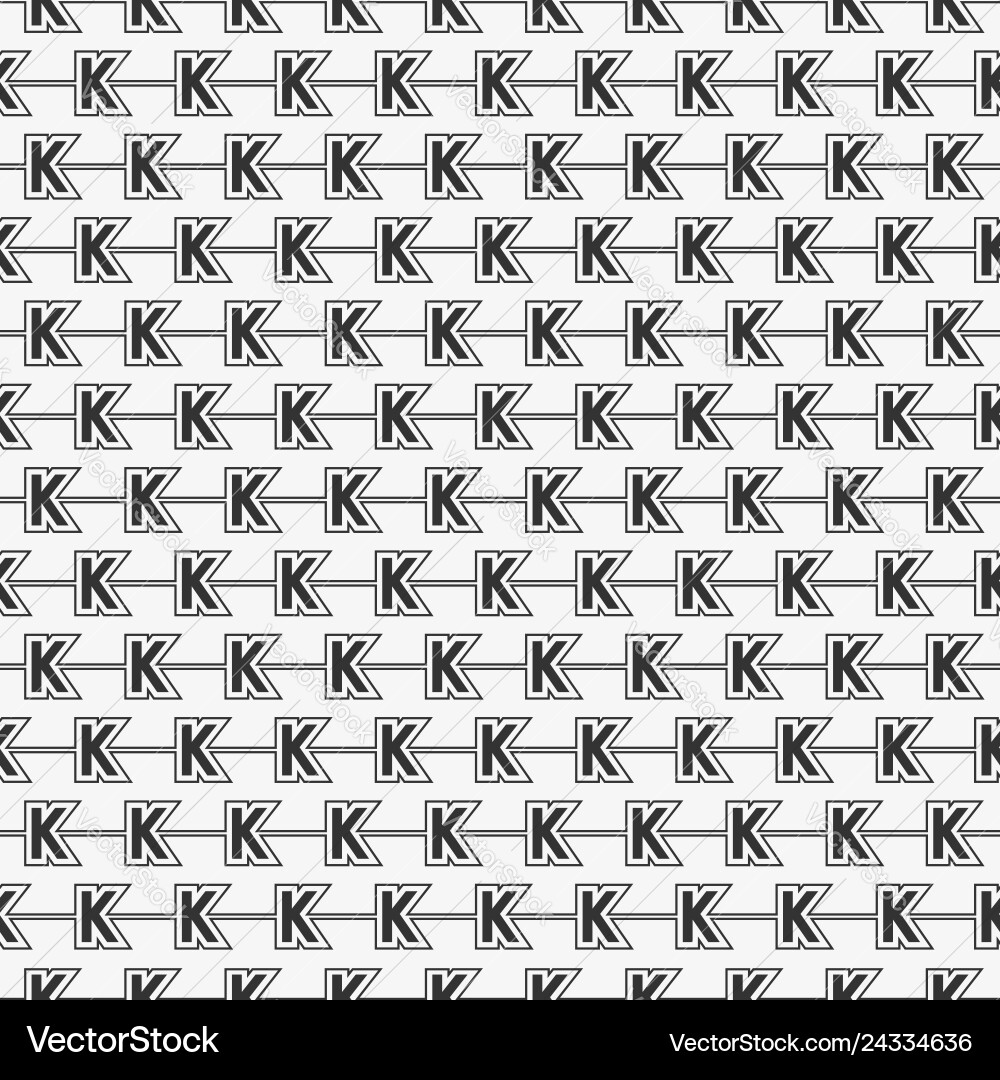 Seamless pattern of alphabet letter k Royalty Free Vector