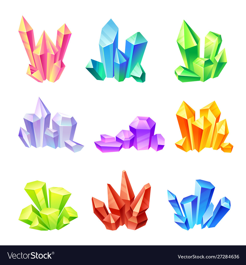 Set multi-colored crystals Royalty Free Vector Image