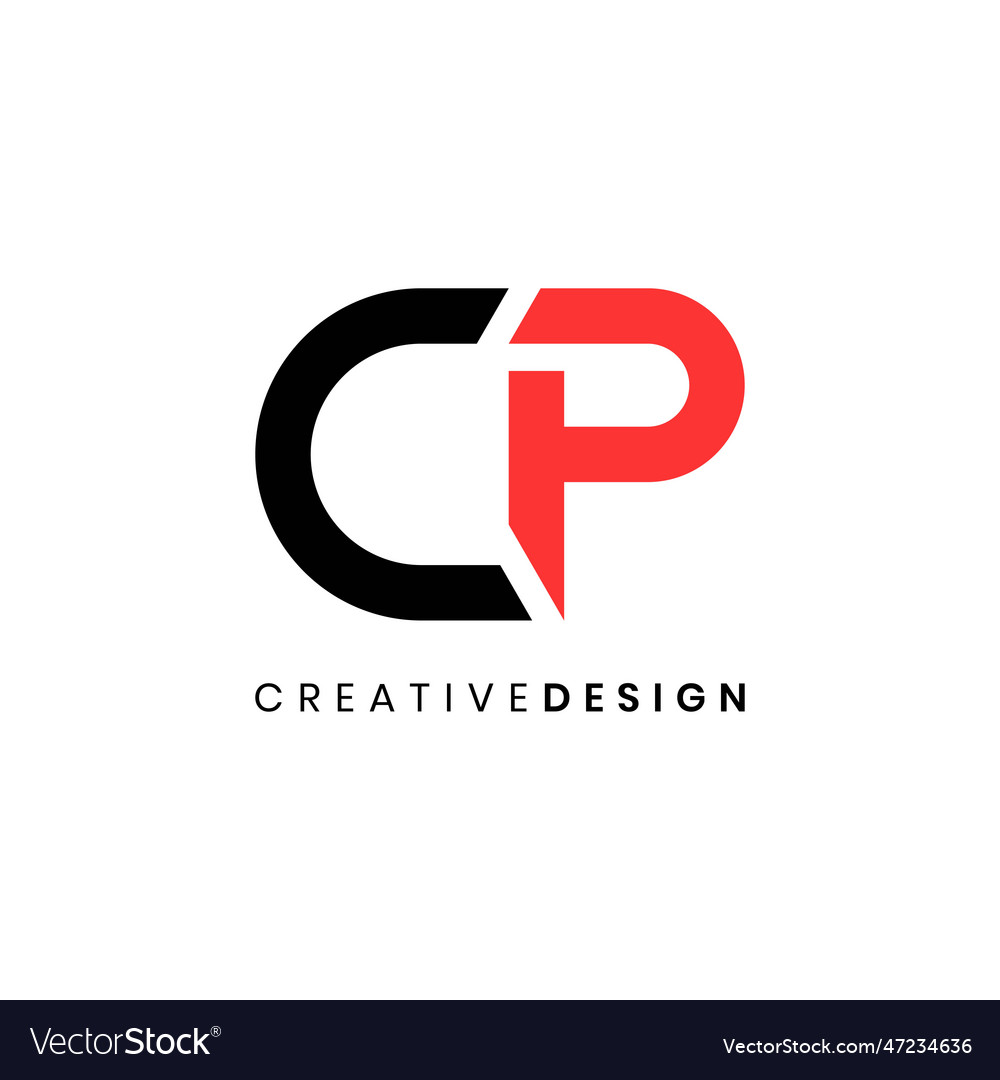Simple futuristic letter cp logo design Royalty Free Vector