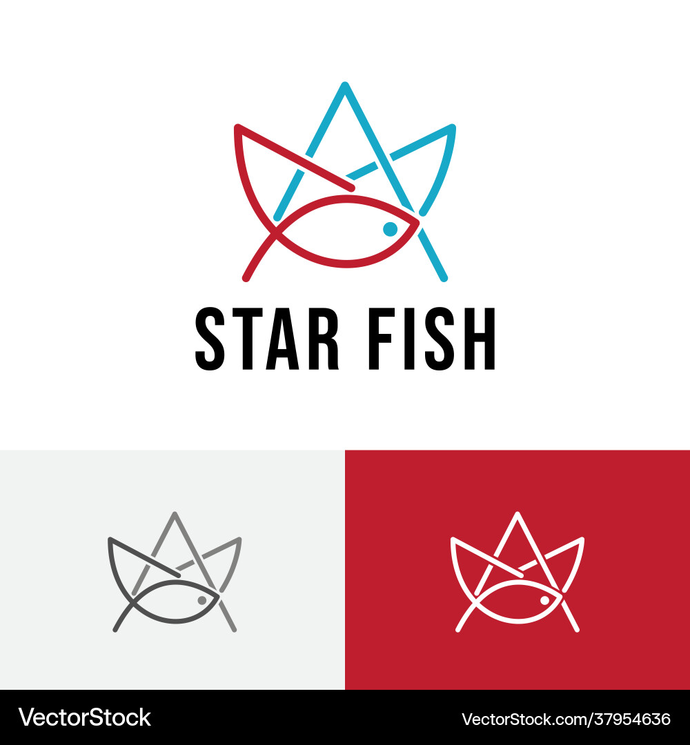 Star fish monoline simple modern animal logo Vector Image