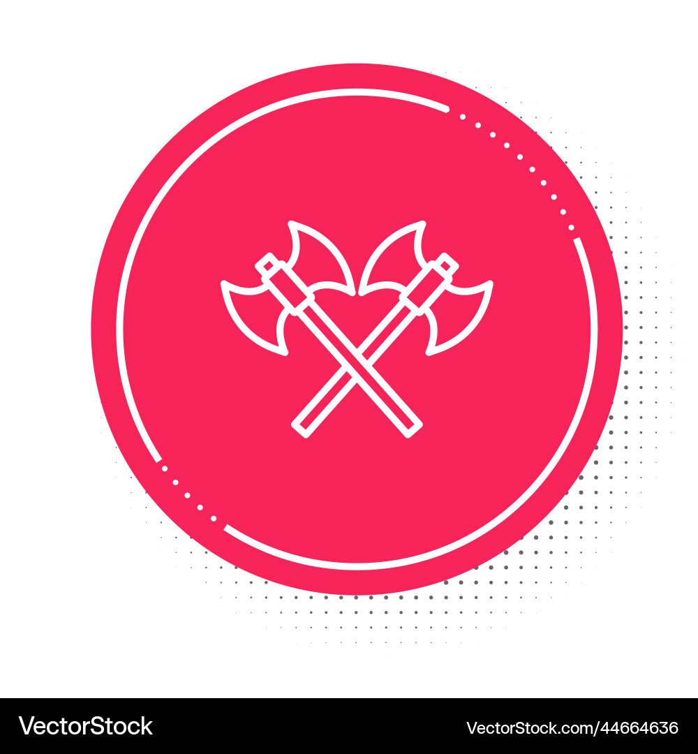 White line crossed medieval axes icon isolated Vector Image