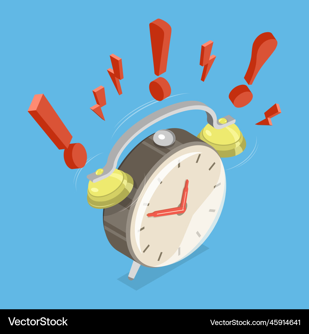 3d isometric flat icon of urgency alert Royalty Free Vector