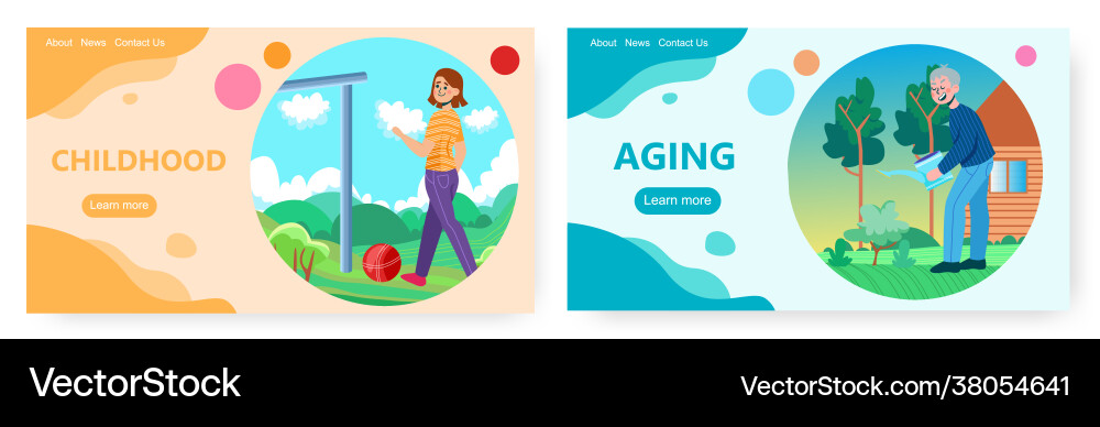Aging landing page design website banner Vector Image