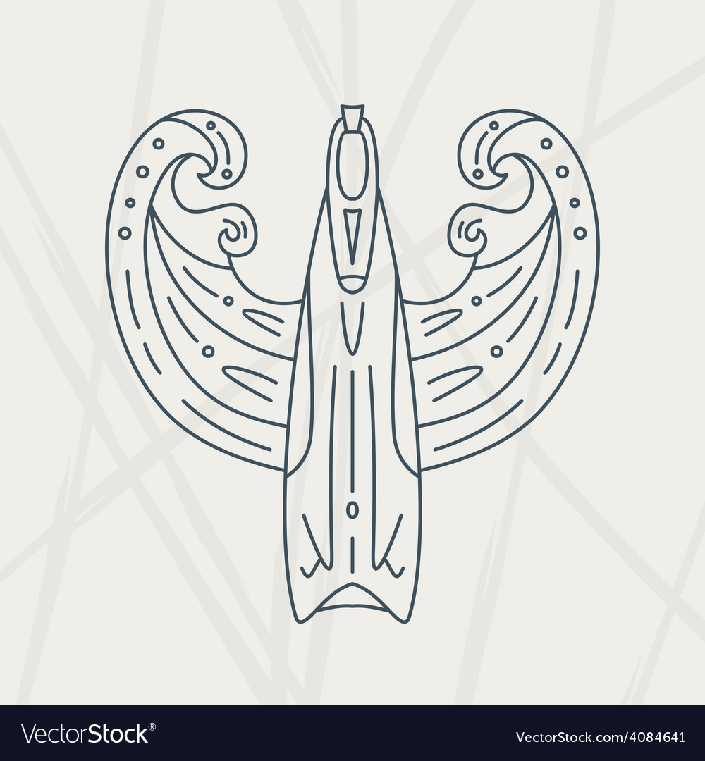 Diving fin pattern sketch Royalty Free Vector Image