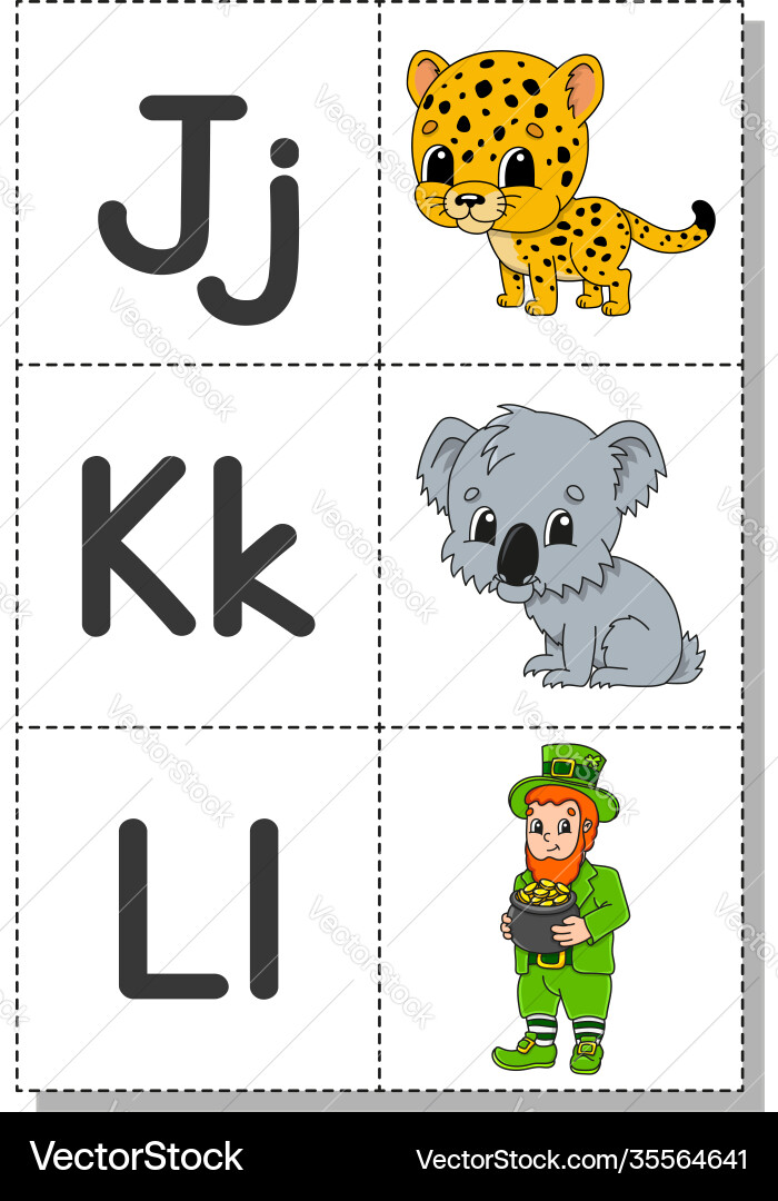 English alphabet with cartoon characters flash Vector Image