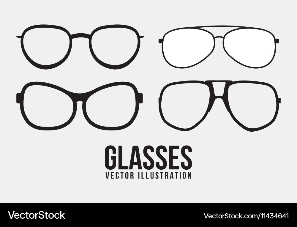 Fashion glasses object icon set Royalty Free Vector Image