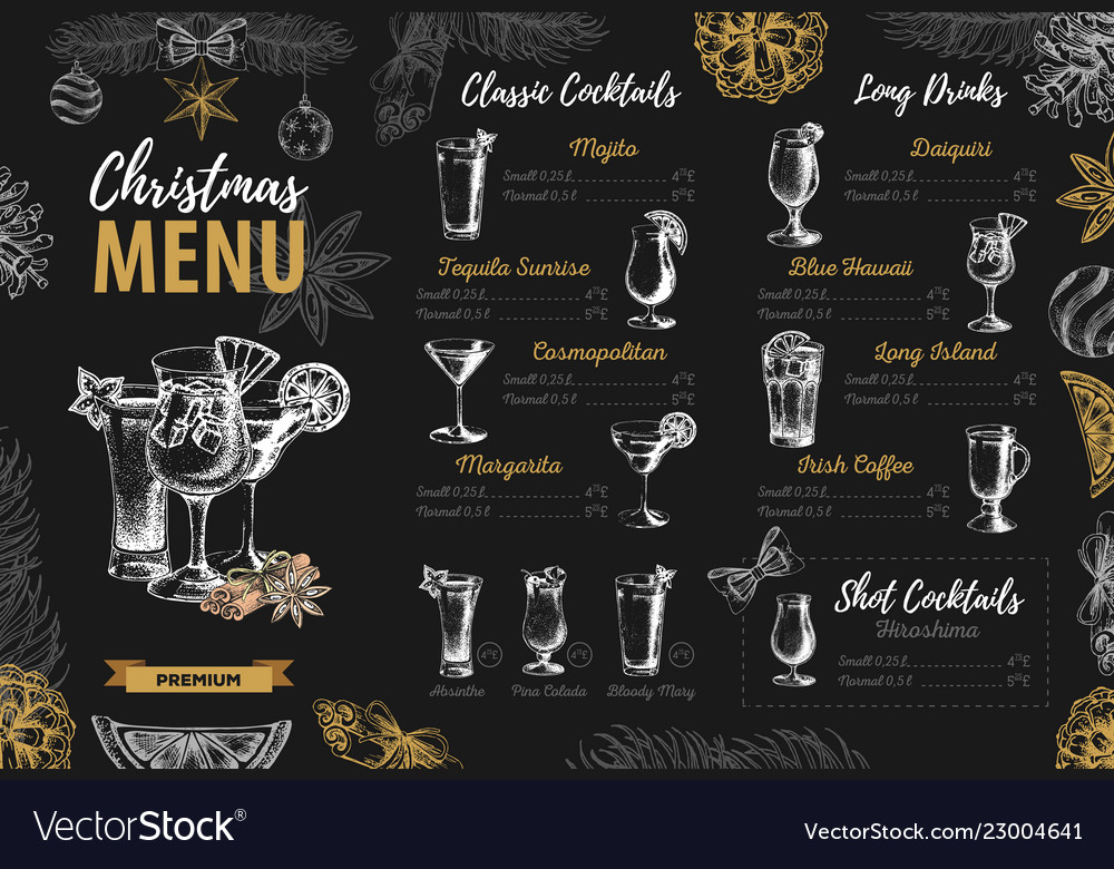 Hand drawing christmas holiday menu design Vector Image