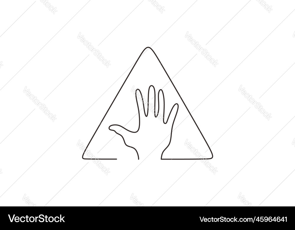 One continuous line drawing of human hand Vector Image