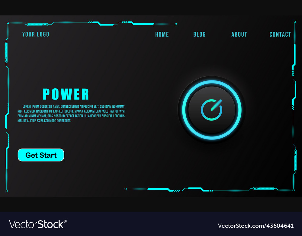 Power button on technology background technology Vector Image