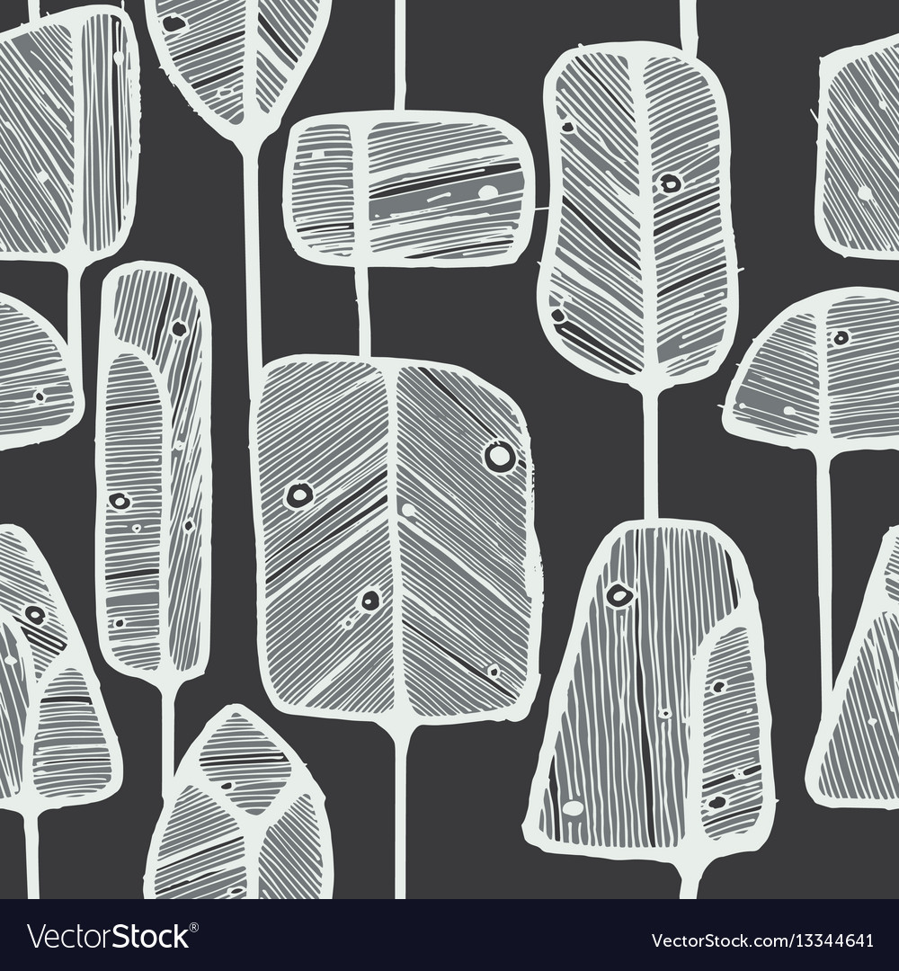 Seamless pattern design with abstract doodle trees
