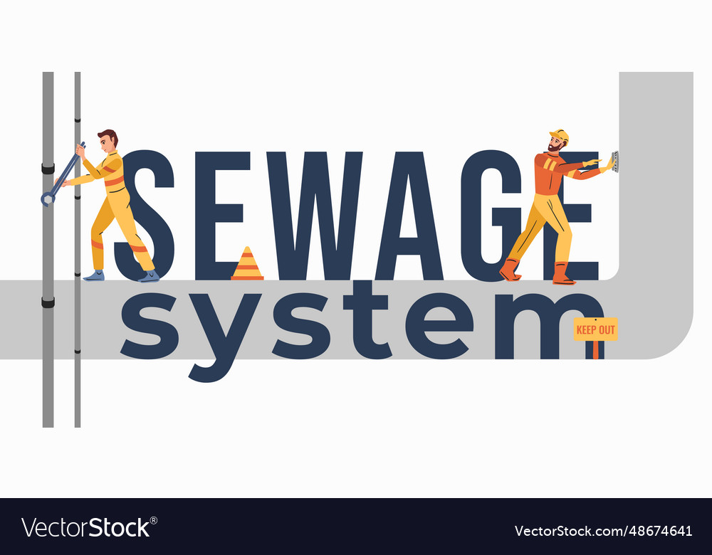 Sewage system text composition Royalty Free Vector Image