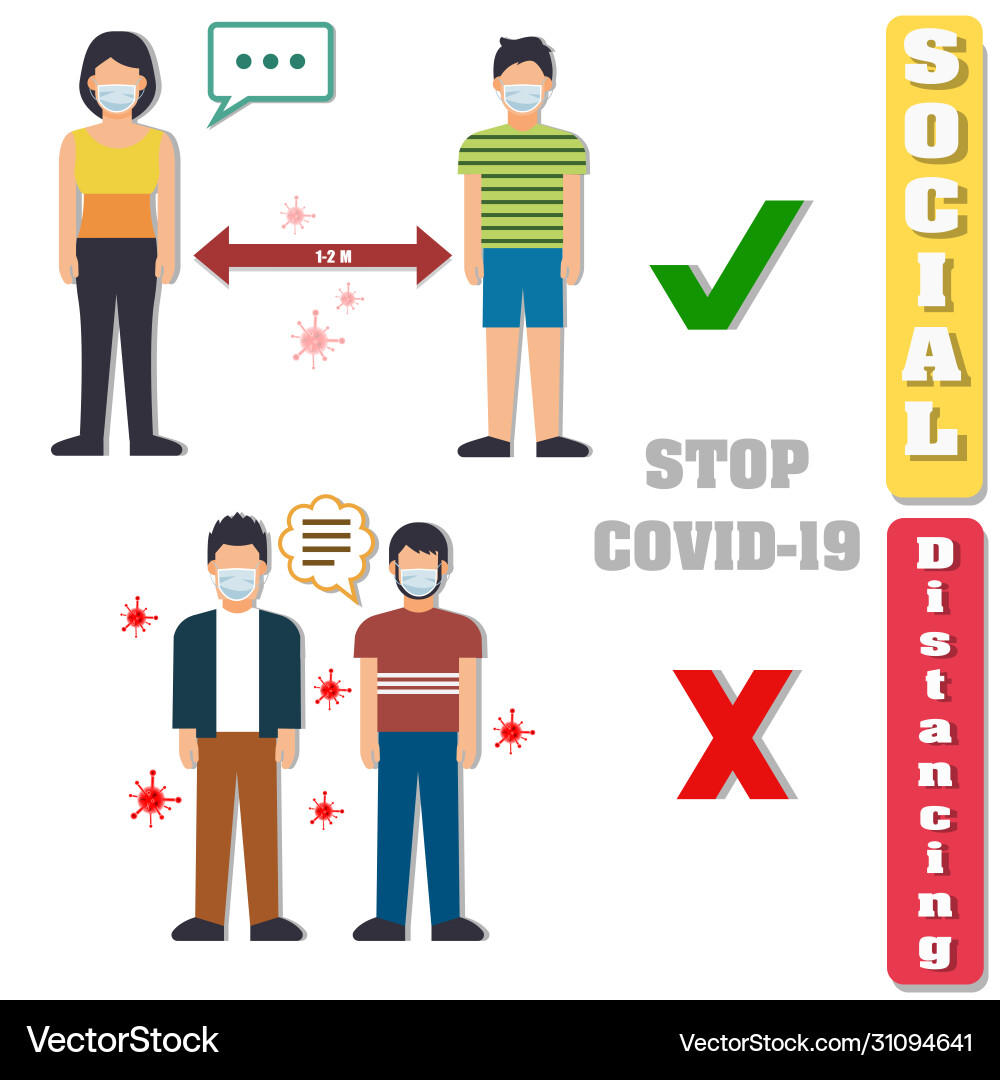 Social distancing stop covid19 19 Royalty Free Vector Image