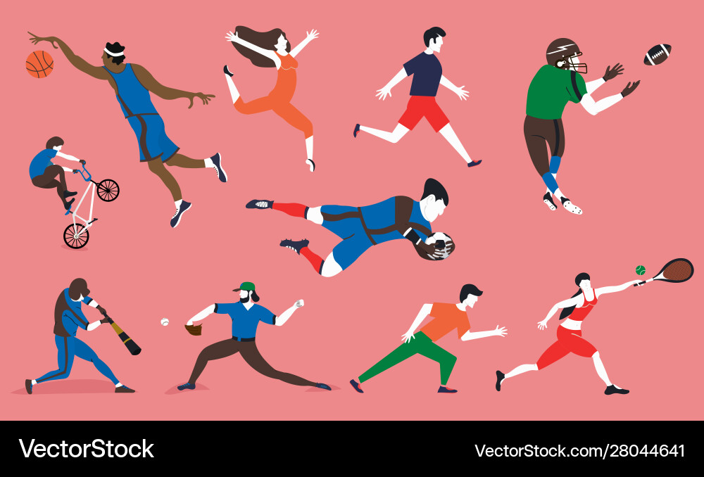 Sports set characters in different kinds Vector Image