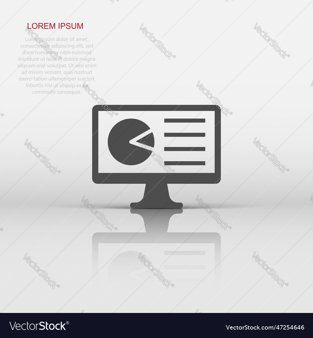 Analytic monitor icon in flat style diagram Vector Image Analytic monitor icon in flat style diagram Vector Image