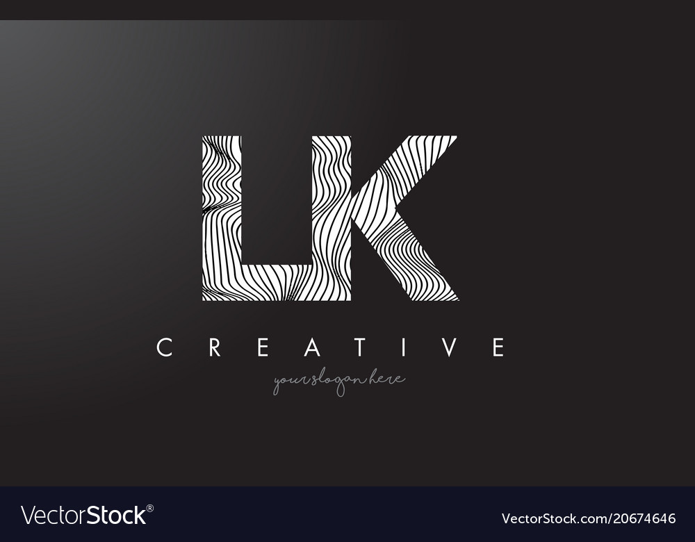 Lk L K Letter Logo With Zebra Lines Texture Vector Image