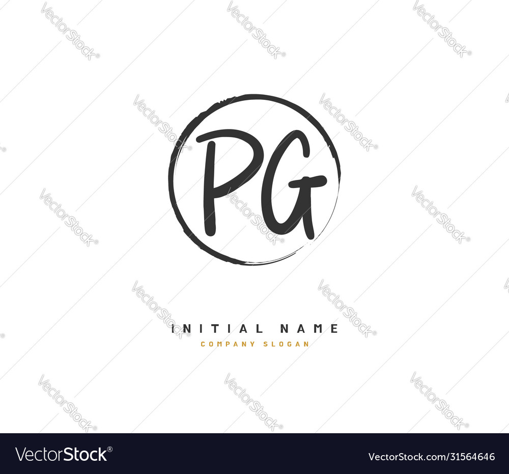 P g pg beauty initial logo handwriting Royalty Free Vector