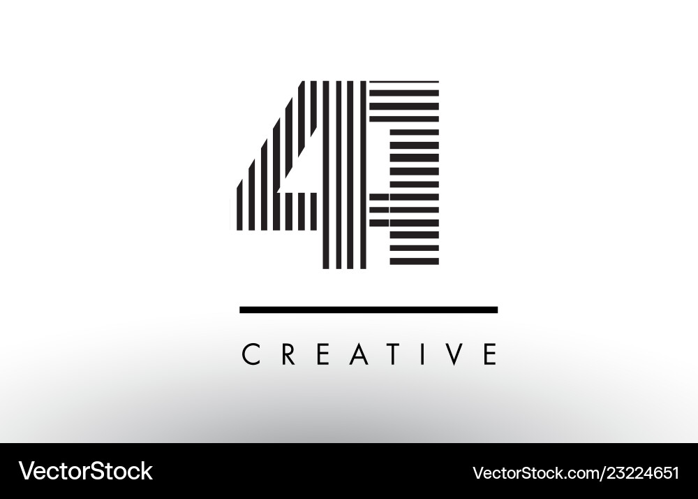 41 black and white lines number logo design Vector Image