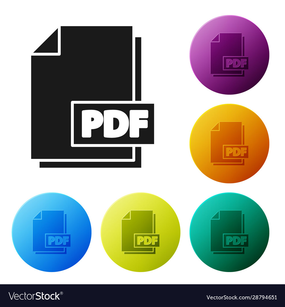 Black pdf file document download pdf button icon Vector Image
