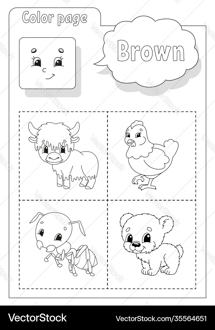 Coloring book learning colors flashcard for kids Vector Image