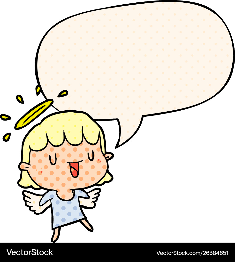 Cute cartoon angel and speech bubble in comic Vector Image