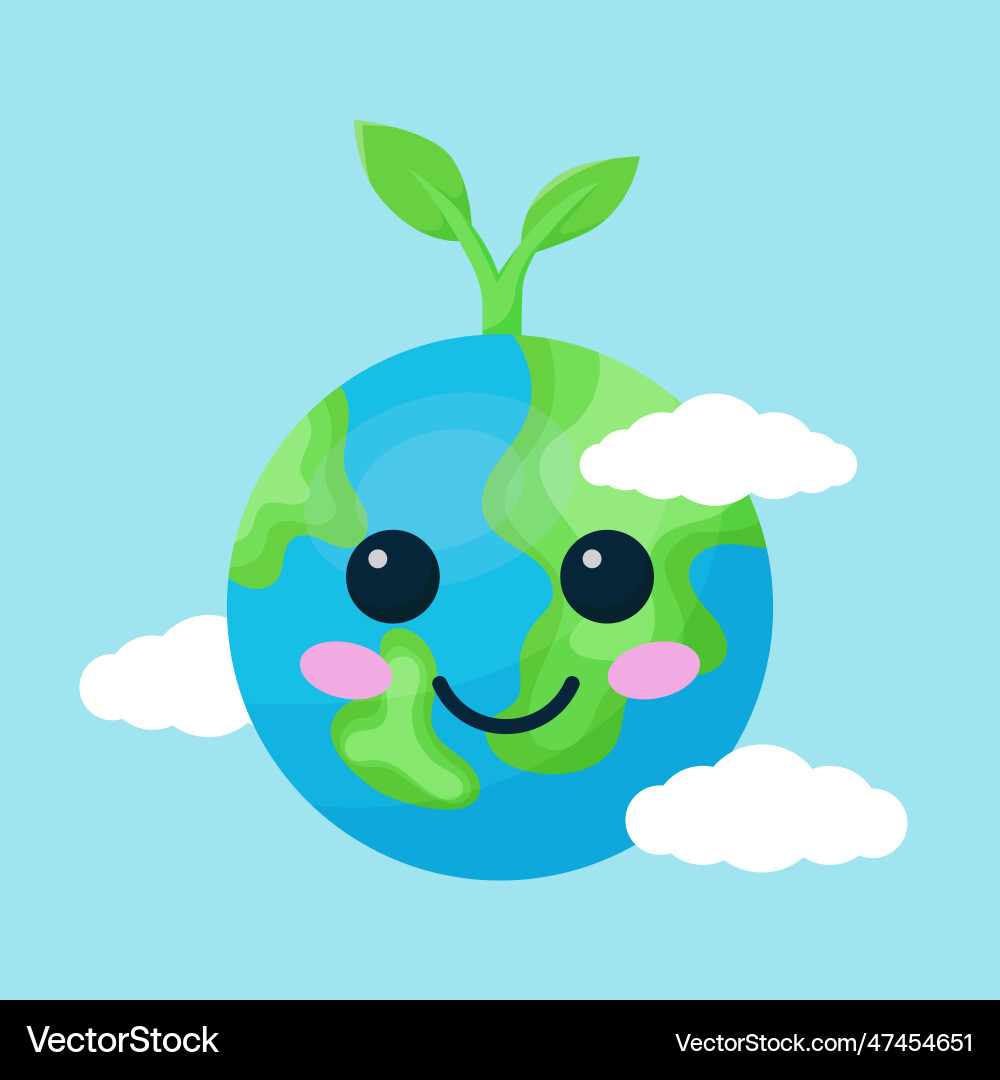 Cute cartoon earth character Royalty Free Vector Image