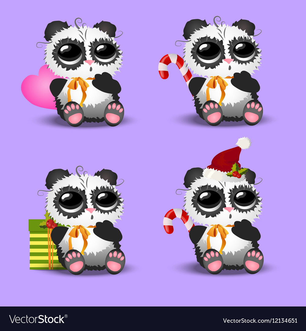 Cute christmas pandas Royalty Free Vector Image