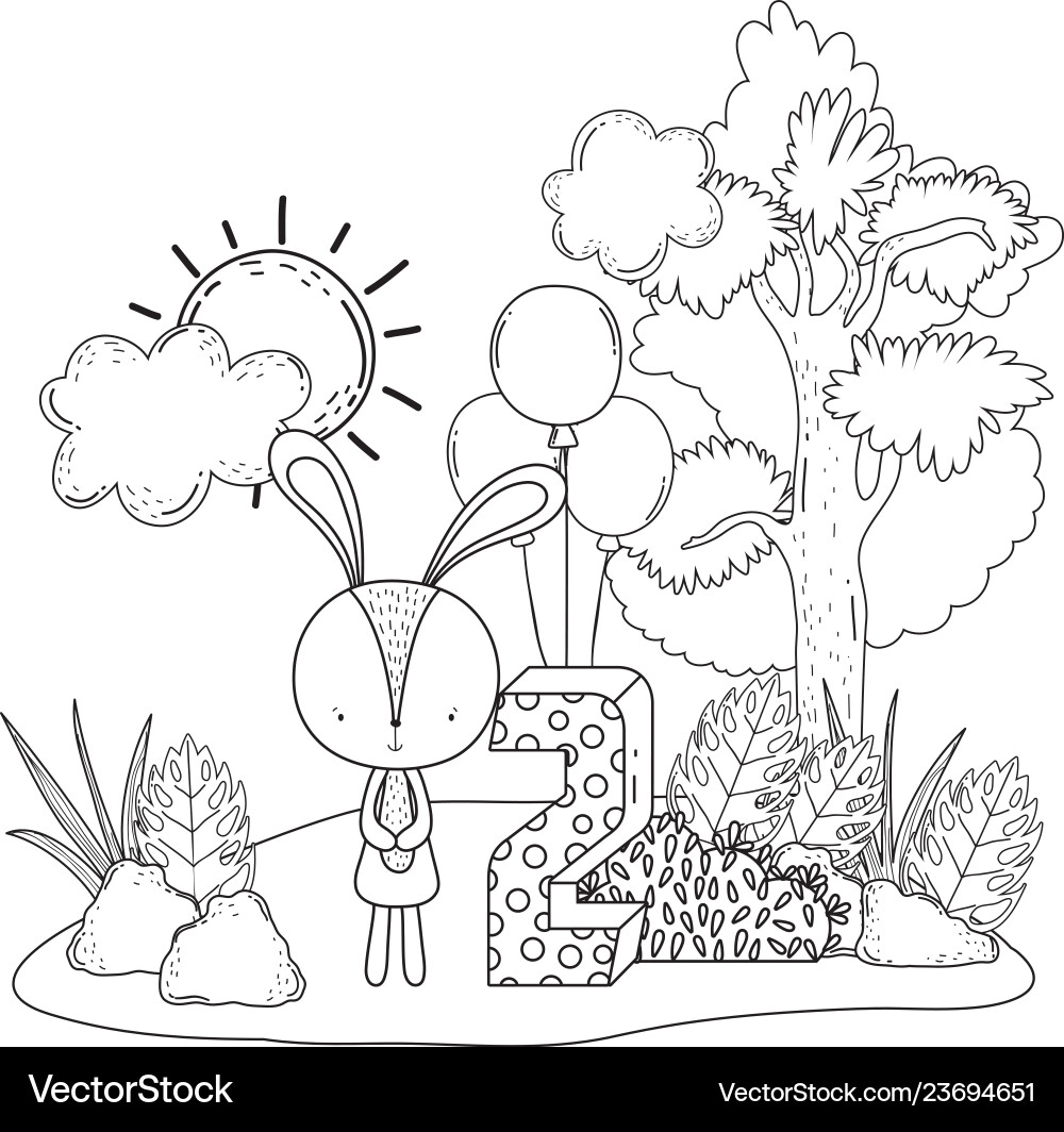 Cute little rabbit with balloons helium Royalty Free Vector