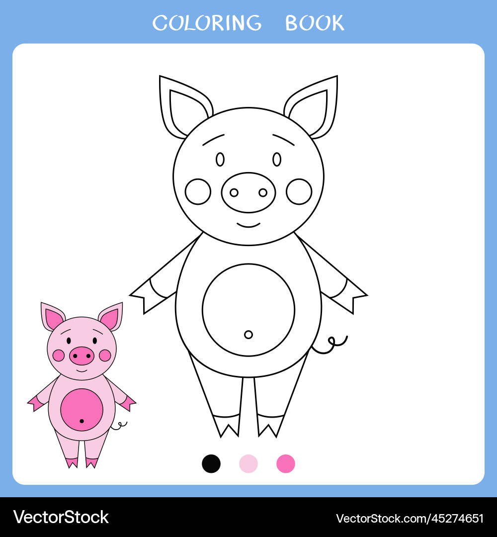 Cute pig for coloring book Royalty Free Vector Image