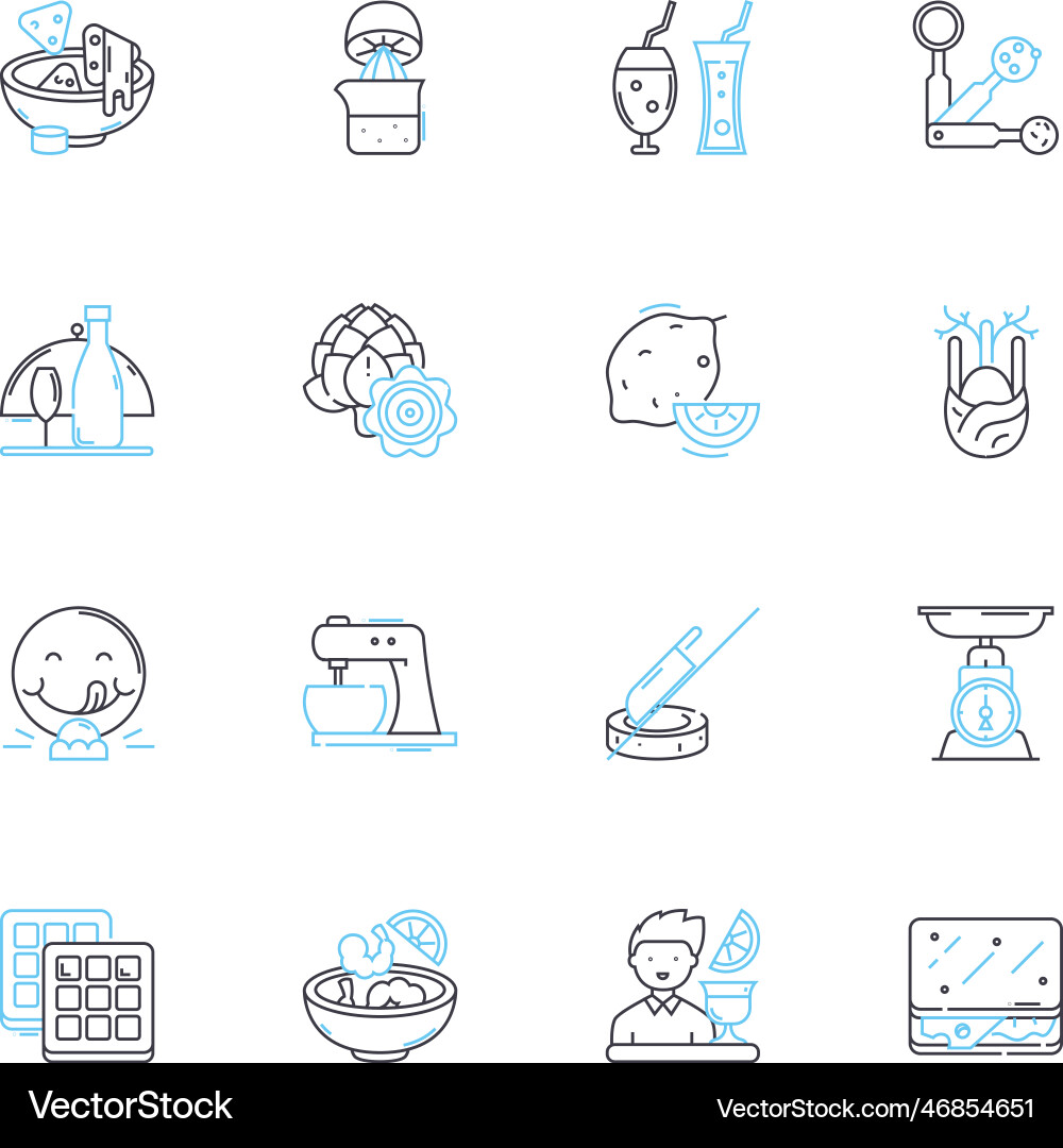 Dining services linear icons set hospitality Vector Image
