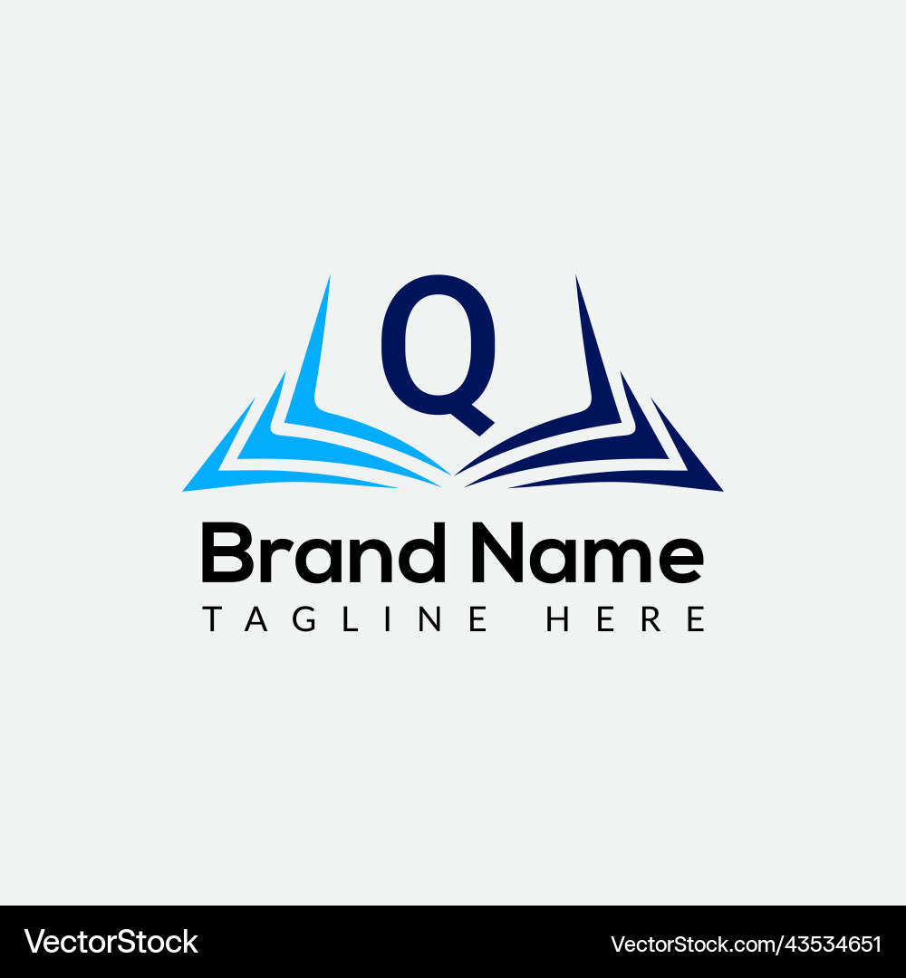 Education logo on letter q template open book Vector Image