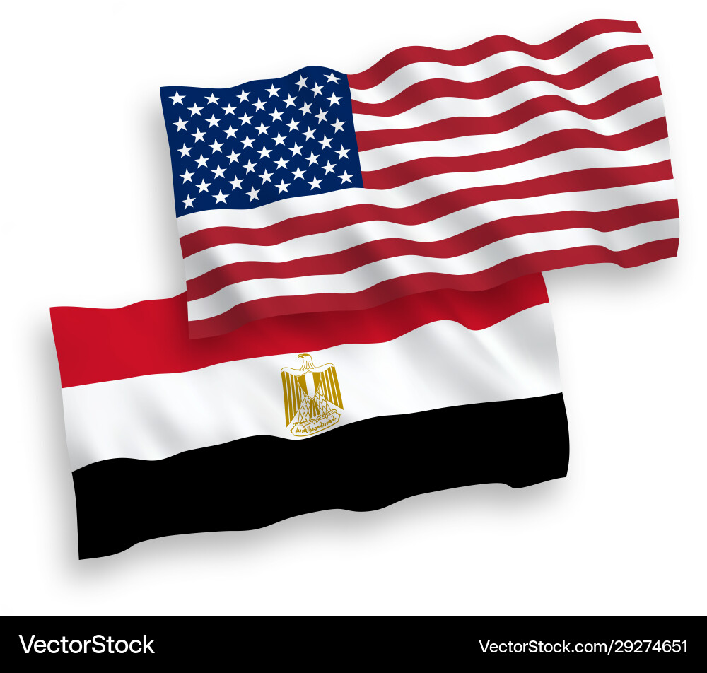 Flags egypt and america on a white background Vector Image