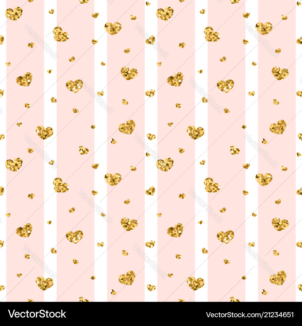 Gold heart seamless pattern pink-white geometric Vector Image