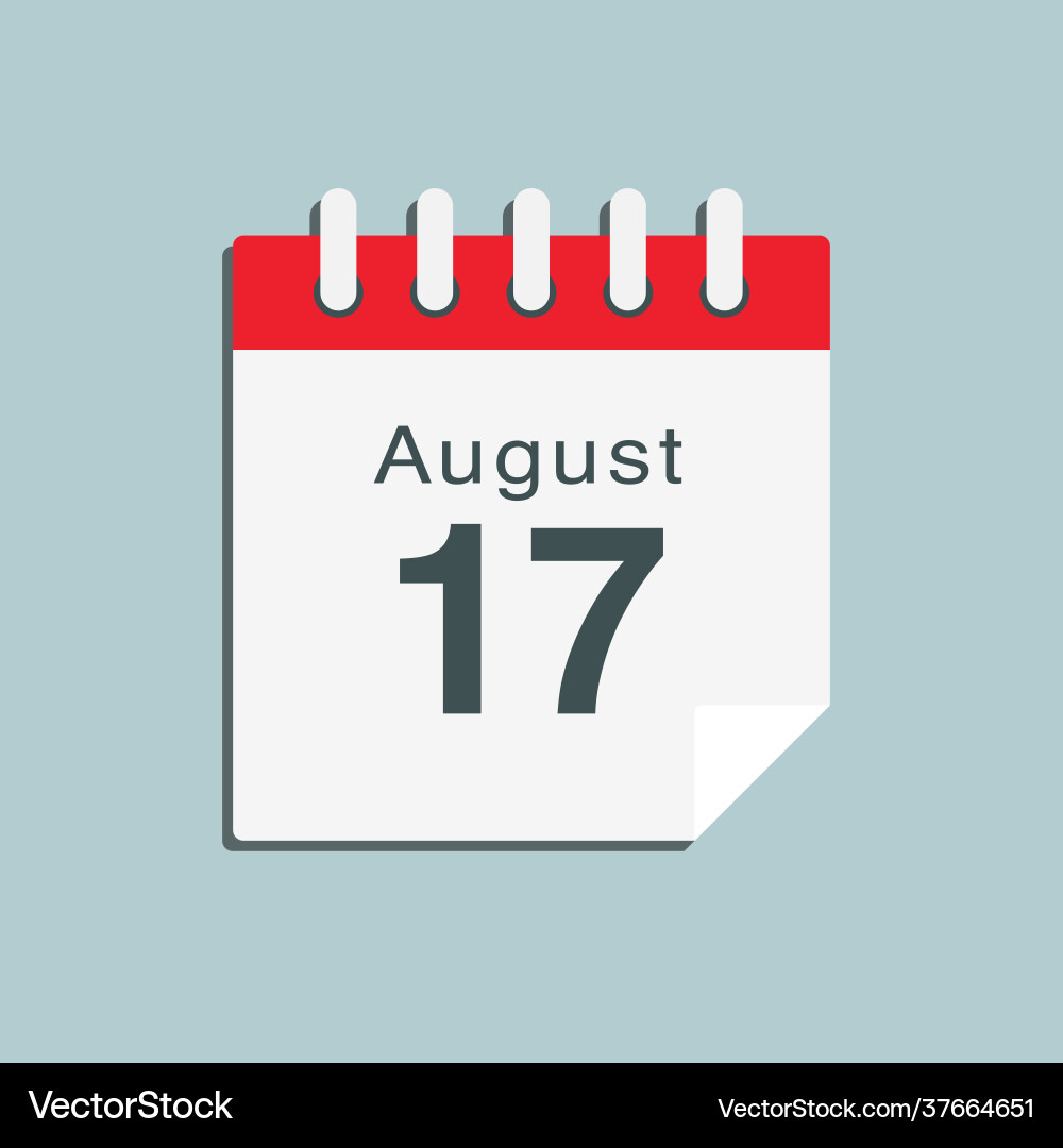 Icon day date 17 august template calendar page Vector Image
