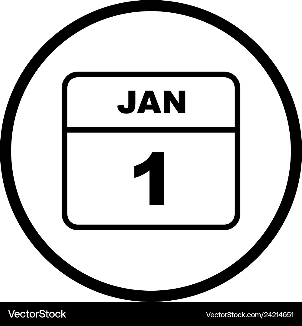January 1st date on a single day calendar Vector Image