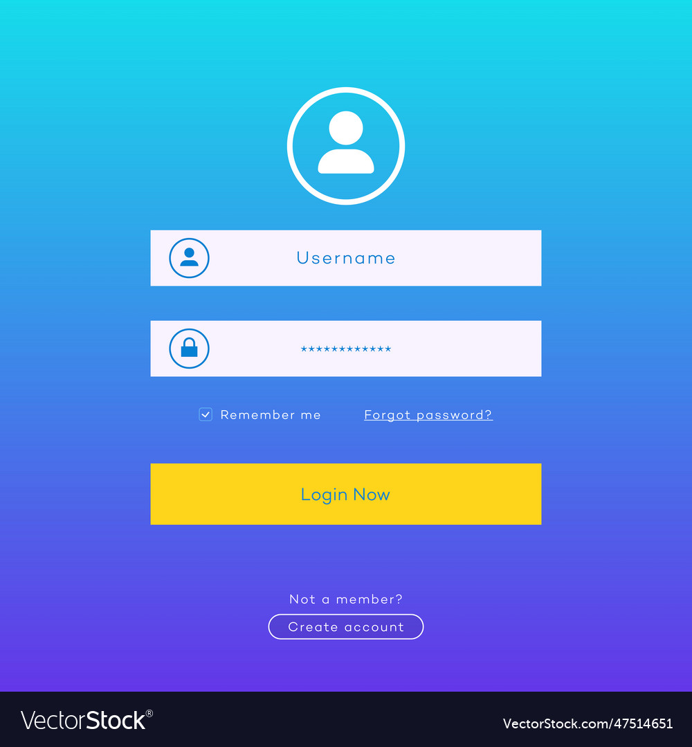Login form page template Royalty Free Vector Image Login form page template Royalty Free Vector Image