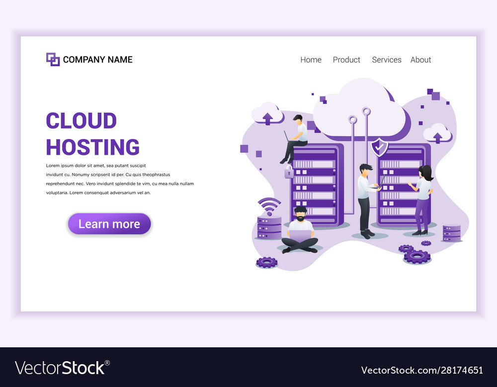 Modern flat design concept cloud hosting Vector Image