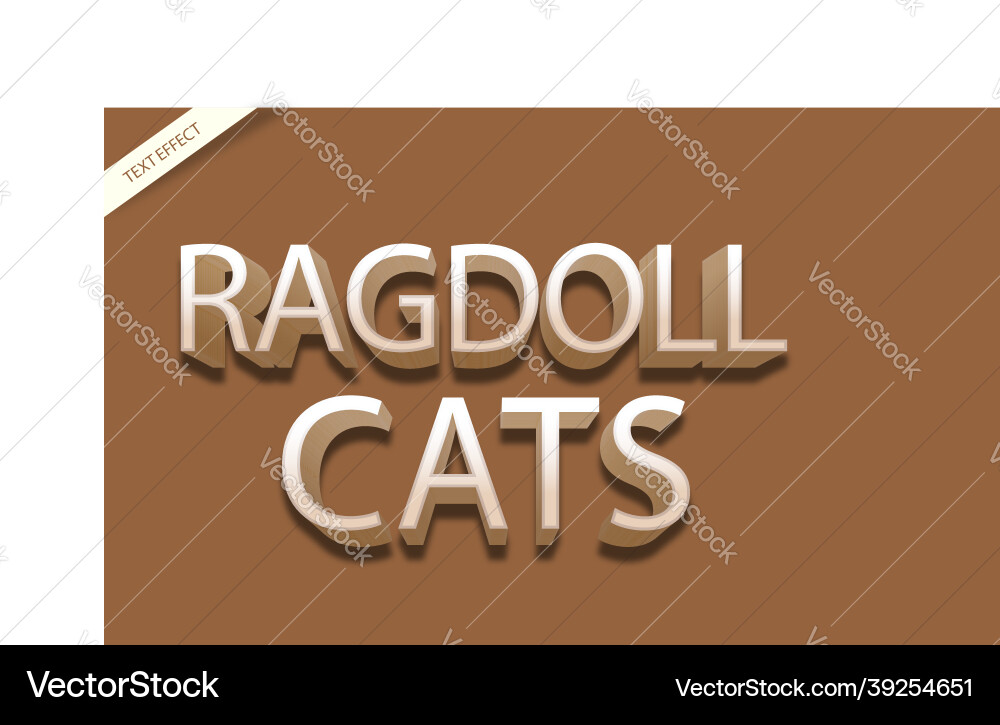 Ragdoll cat color text effect Royalty Free Vector Image