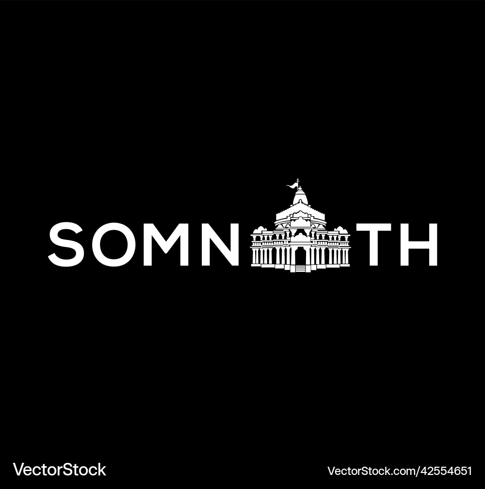 Somnath typography with the temple icon Royalty Free Vector