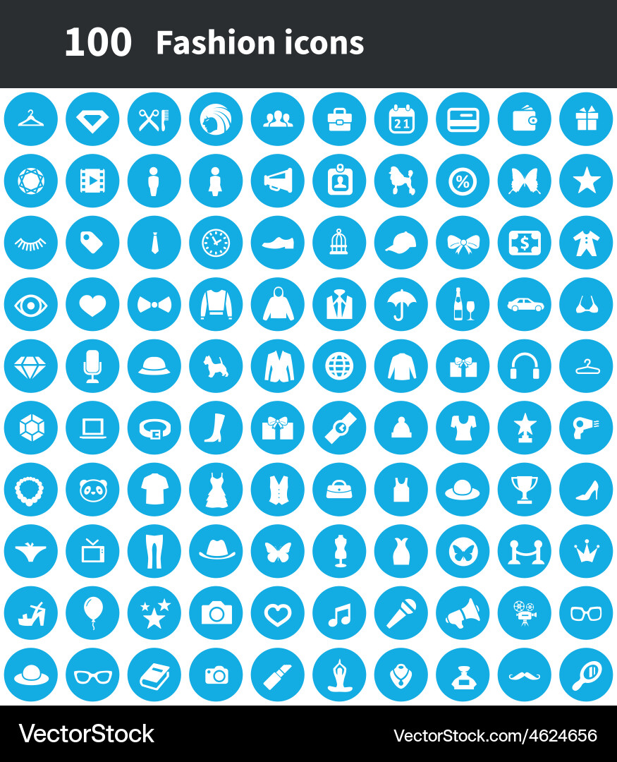 100 fashion icons Royalty Free Vector Image - VectorStock
