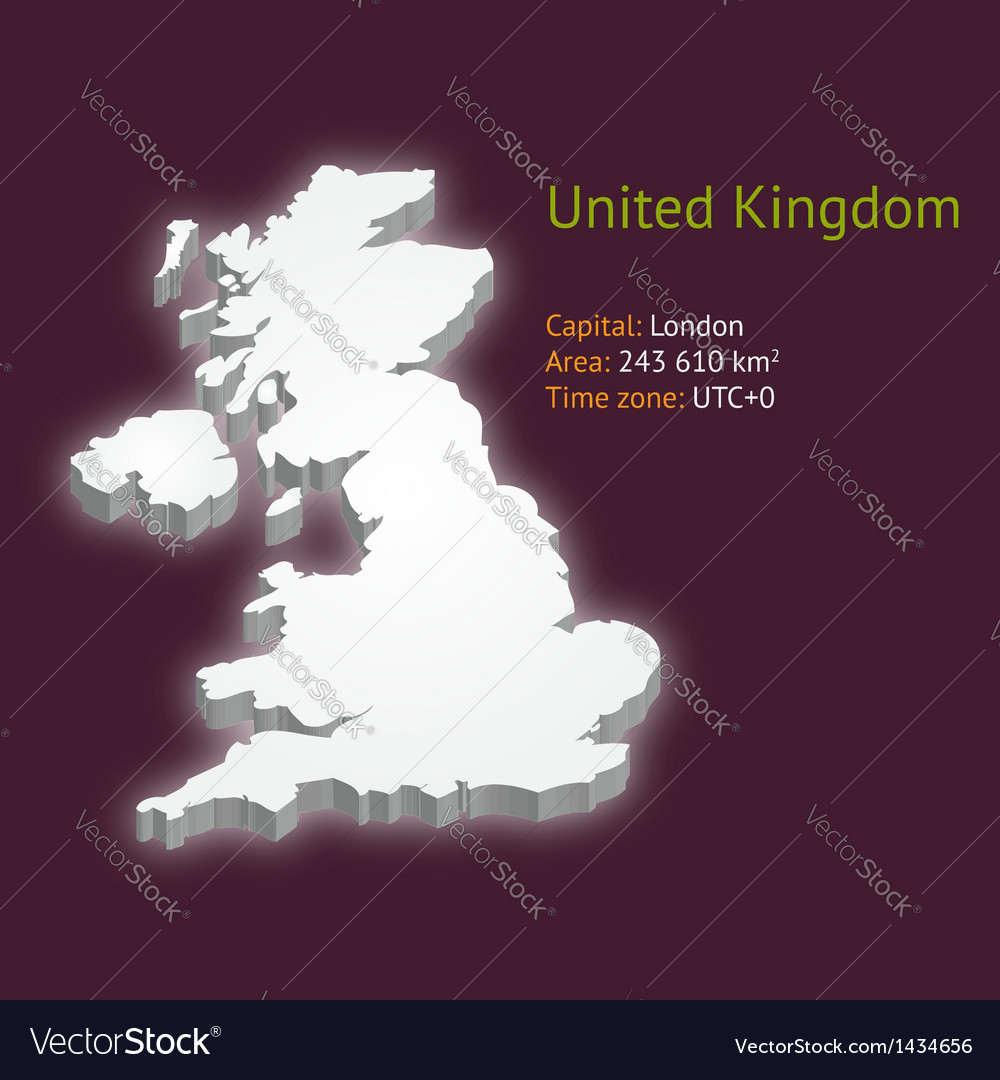 3d map uk Royalty Free Vector Image - VectorStock