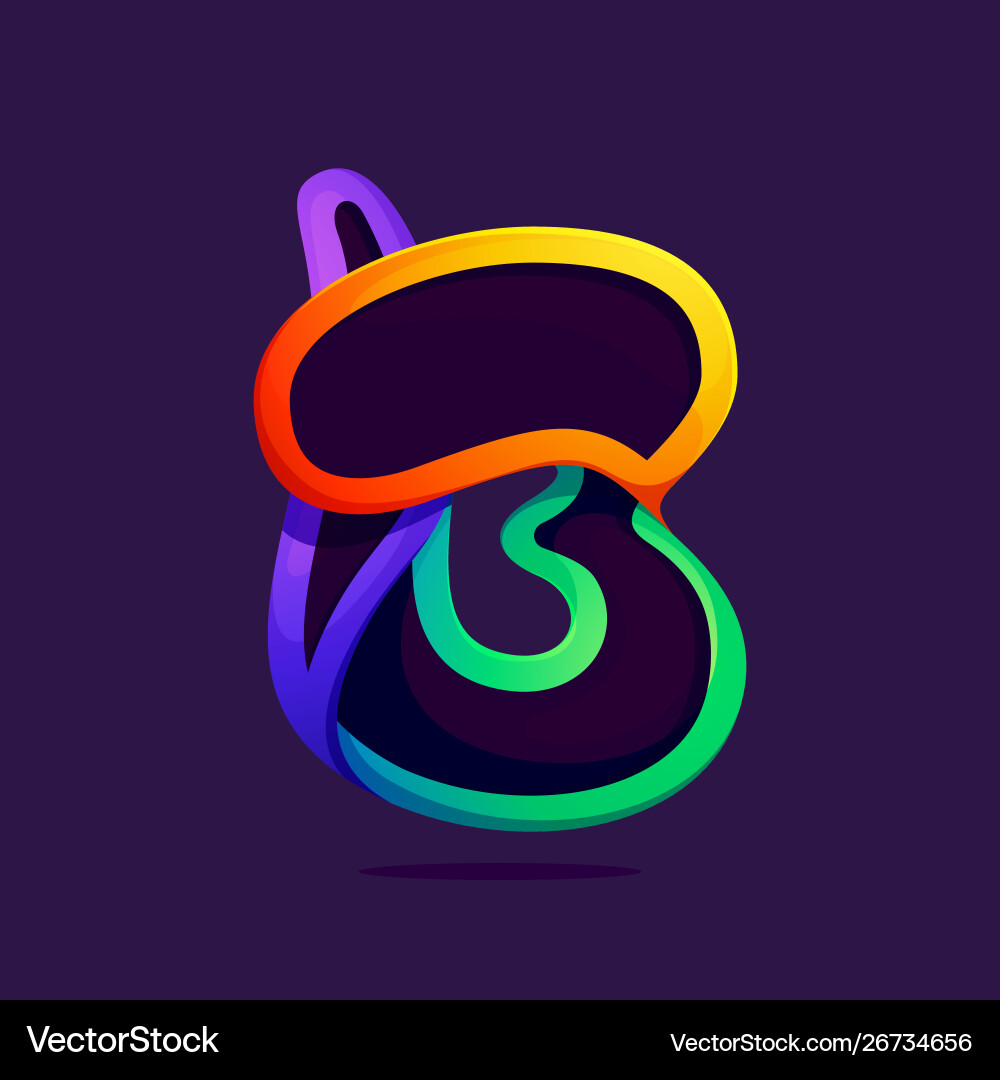 B letter one line rainbow colors logo Royalty Free Vector