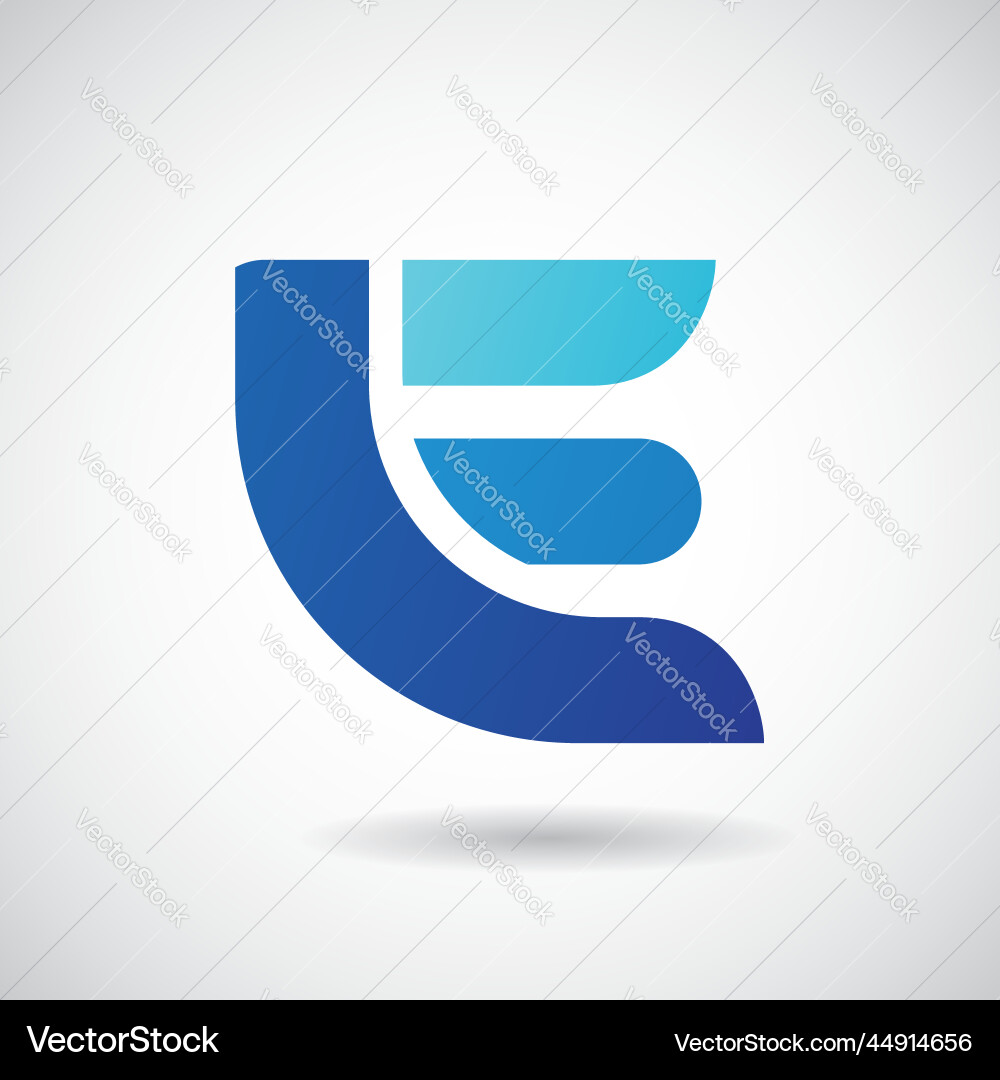 Blue bold thick round logo icon of letter e Vector Image