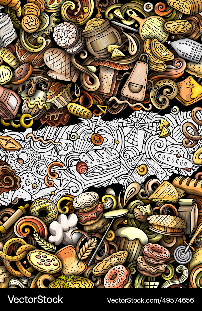 Cartoon doodle bakery banner background Royalty Free Vector