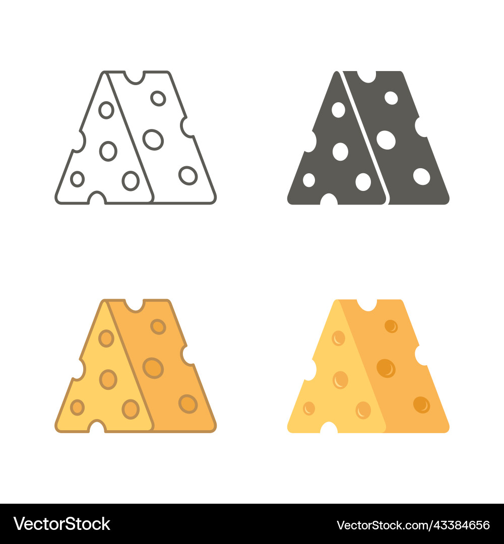 Cheese icon set flat line and color symbol Vector Image