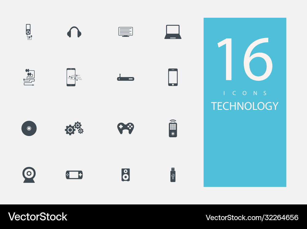 Collection icons in style flat gray color Vector Image