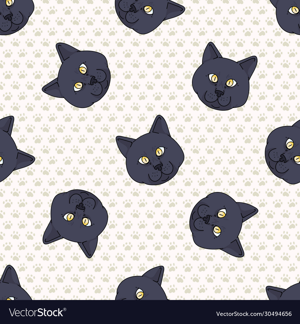 Cute cartoon british shorthair cat face seamless Vector Image