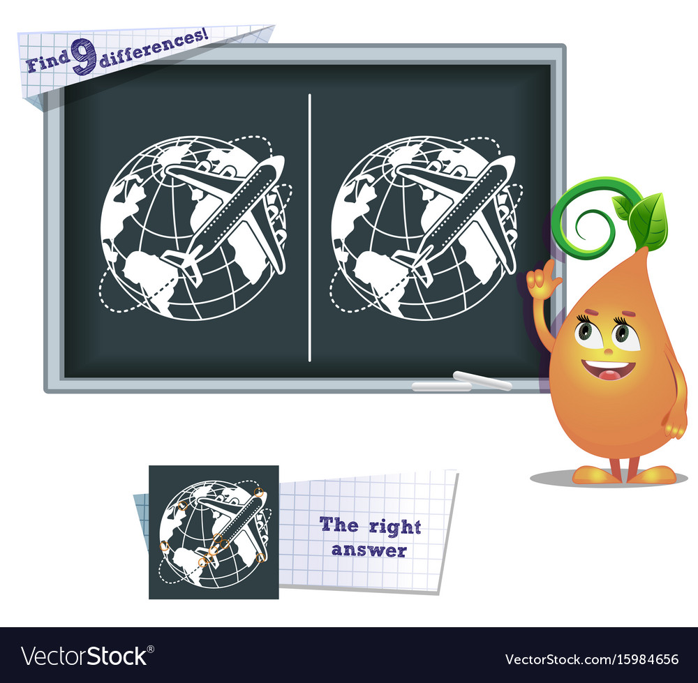 Game find 9 differences plane Royalty Free Vector Image