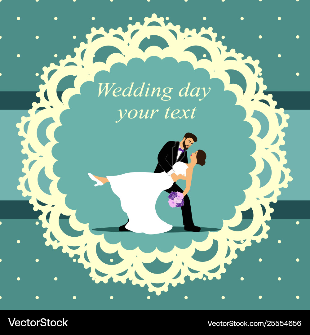 Invitation card with bride and groom Royalty Free Vector