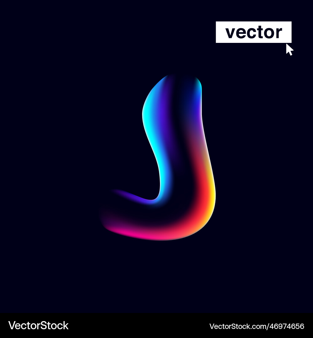 J letter logo with neon glitch multicolor Vector Image